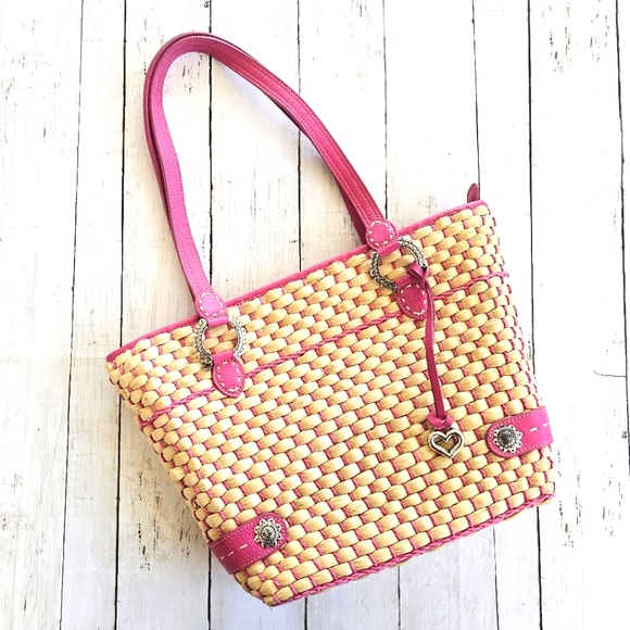 Brighton | Bags | Nwot Brighton Luxury Carmella Pink Leather Woven ...
